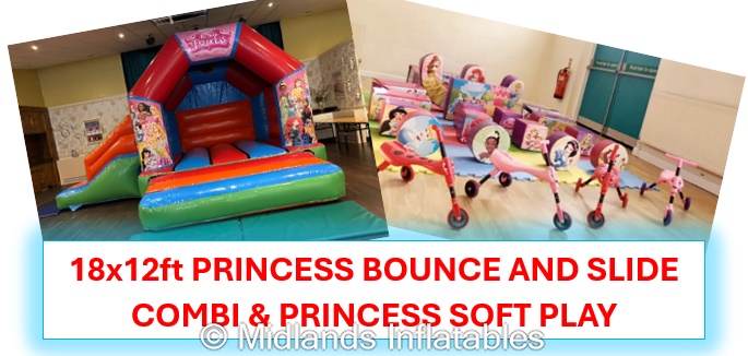 18x12ft Princess Bounce and Slide Combi & Princess Soft Play - Bouncy ...